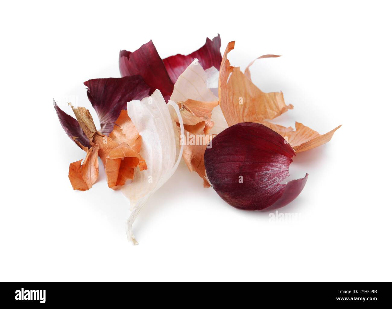 Pile of different onion peels isolated on white Stock Photo - Alamy