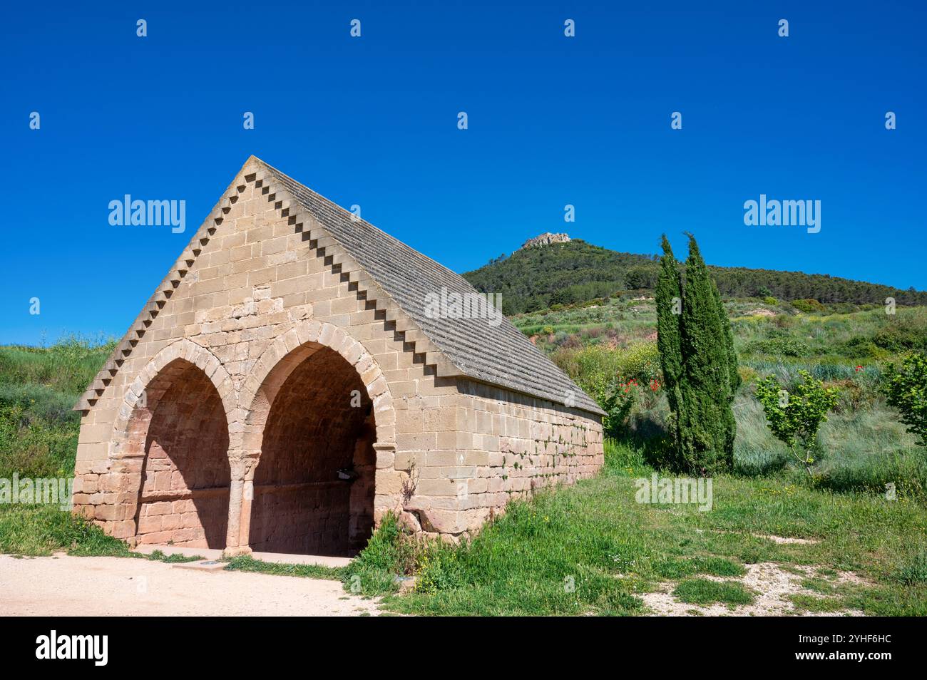 The Medieval water fountain used by the pilgrims on the Camio Stock ...