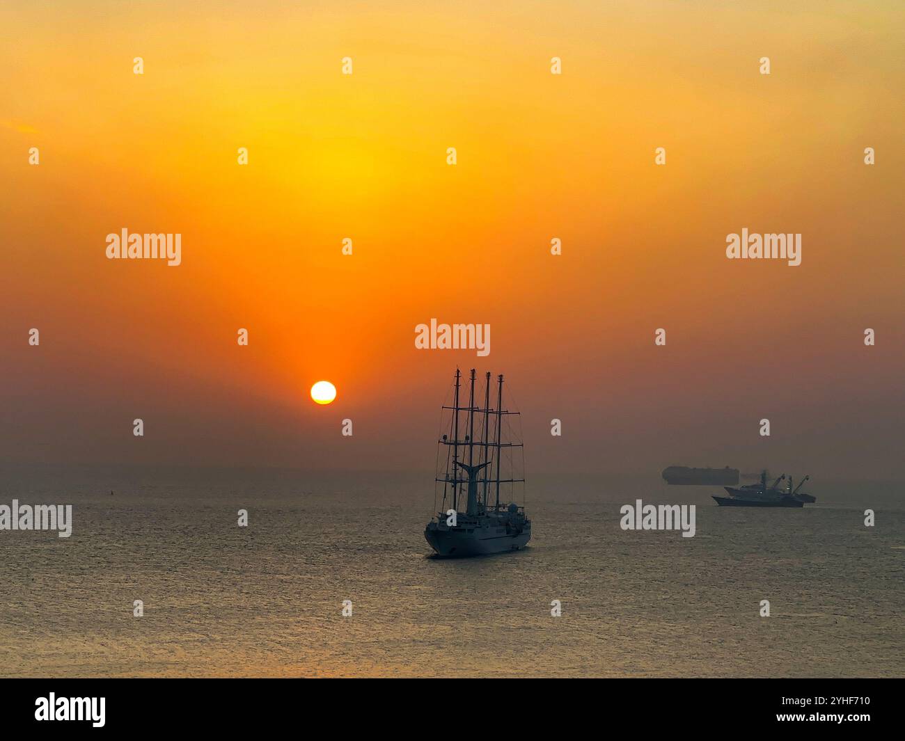 Panama City, Panama - 22 January 2024: Silhouette of a Windstar sailing ...