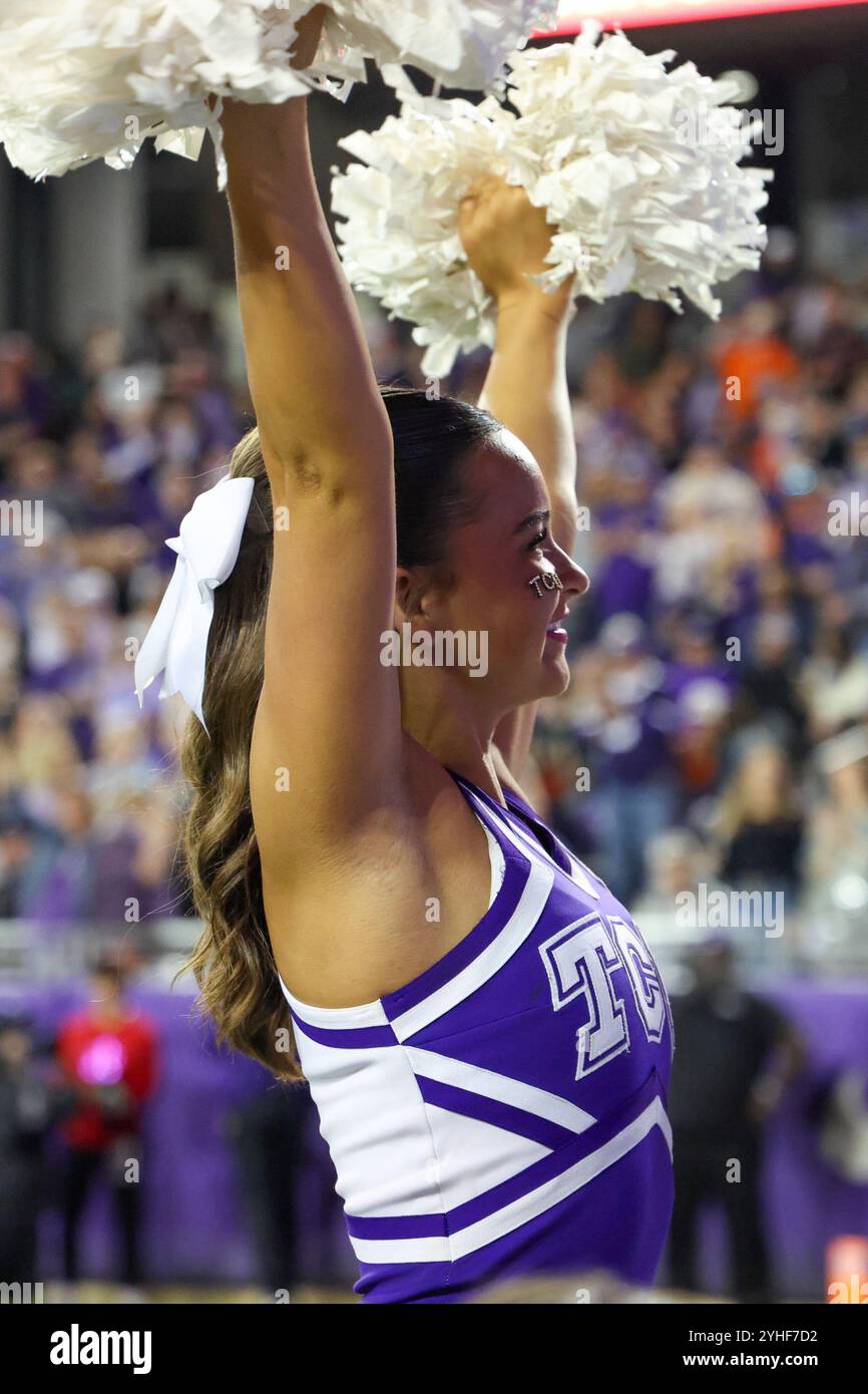 November 09, 2024: A TCU cheerleader cheers during a game between the ...