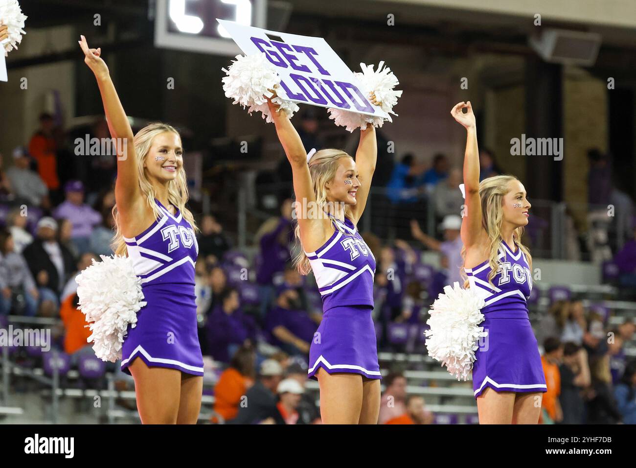 November 09, 2024: The TCU cheerleaders fire up the crowd during a game ...