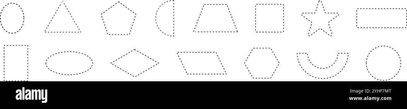 Ornamental dashed line border in geometric frame. Outline elements for ...