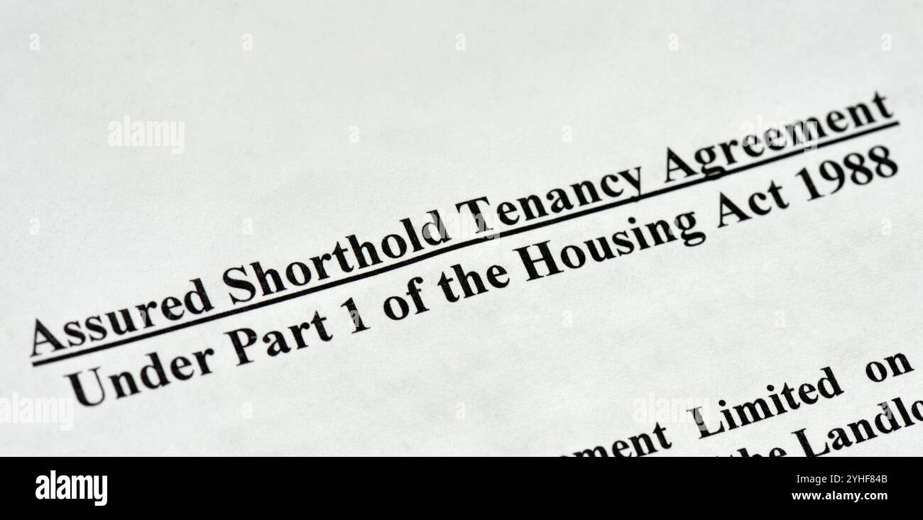 Assured shorthold tenancy agreement document hi-res stock photography ...