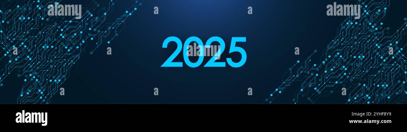 Digital technology abstract poster template 2025 with circuit board ...