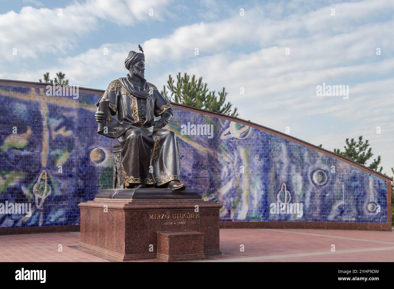 Statue of the astronomer Ulug Beg or Ulug Bek at the Ulug Beg ...