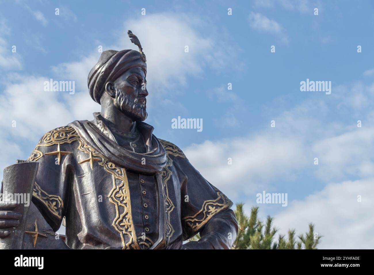 Statue of the astronomer Ulug Beg or Ulug Bek at the Ulug Beg ...