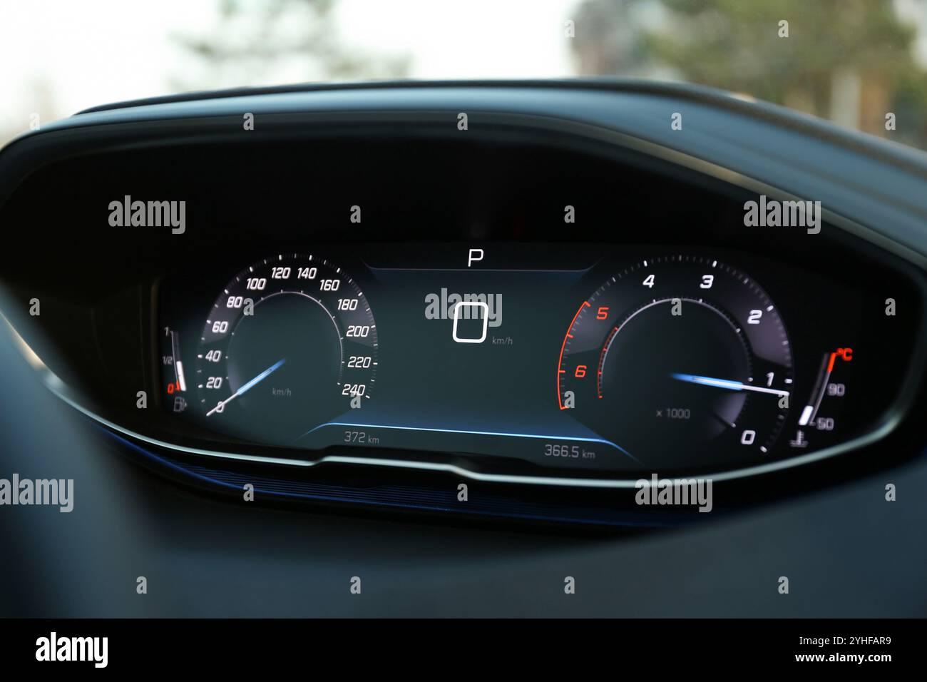 Speedometer on dashboard inside of modern luxury car, closeup Stock ...