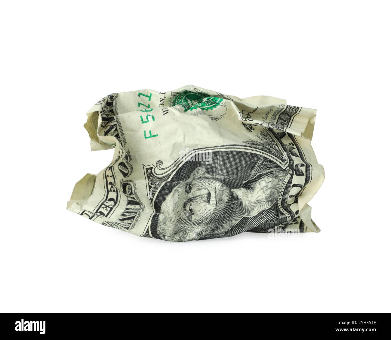 One crumpled dollar bill isolated on white Stock Photo - Alamy
