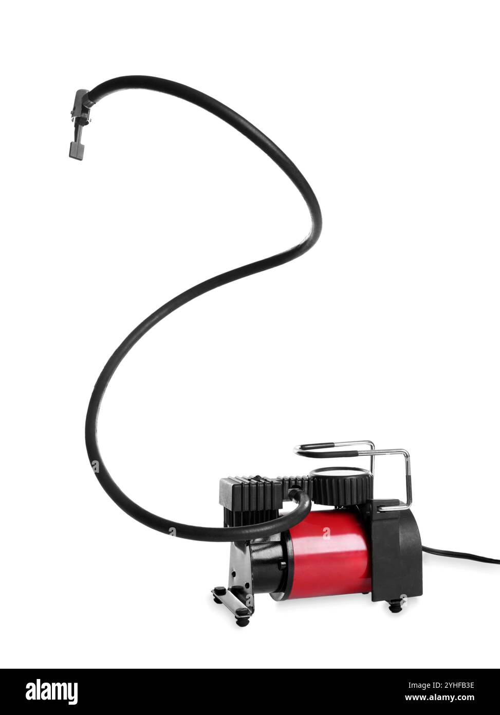 Air compressor with hose isolated on white Stock Photo - Alamy