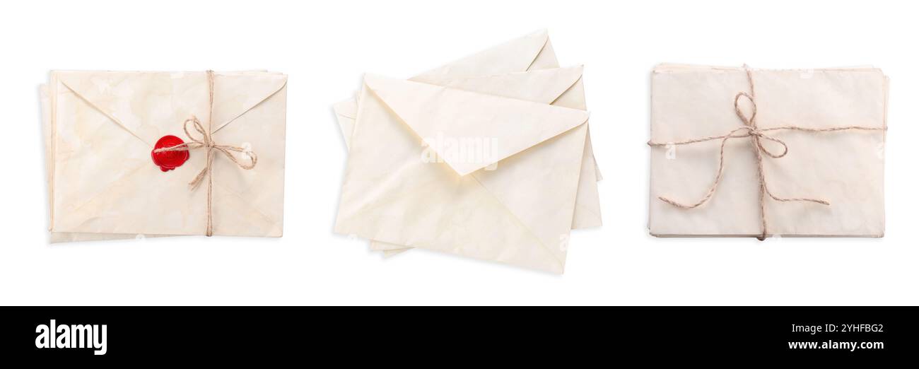Old envelopes isolated on white, set. Letter Stock Photo - Alamy