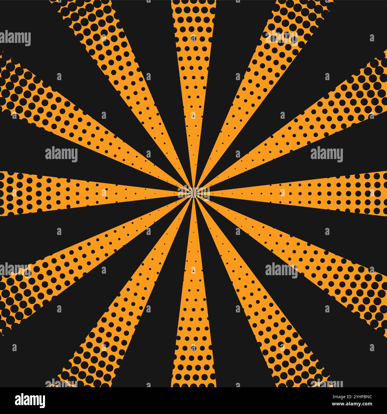 halftone background with orange rays Stock Vector Image & Art - Alamy