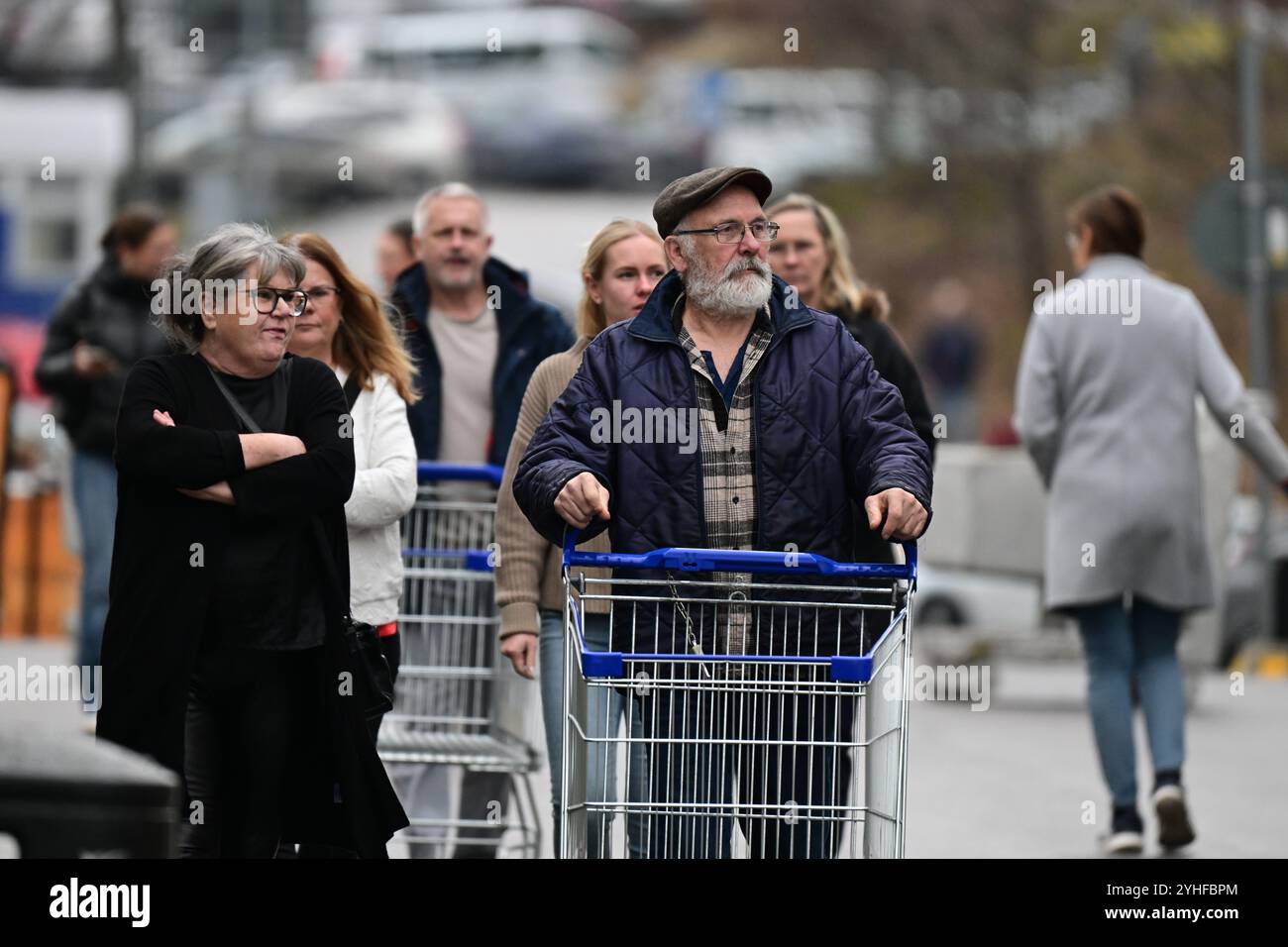 Ullared, Halland, Sweden. November 11 2024. Customers outside of Gekås ...