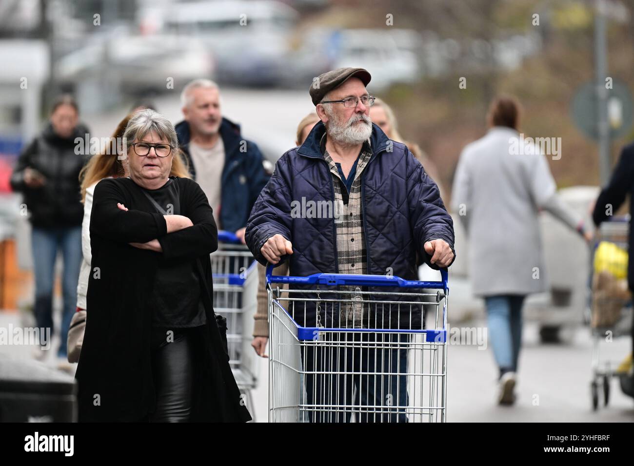 Ullared, Halland, Sweden. November 11 2024. Customers outside of Gekås ...