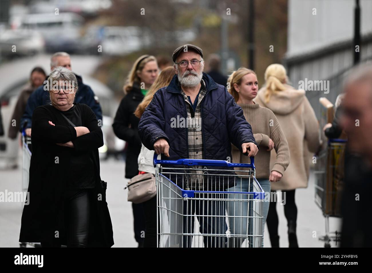 Ullared, Halland, Sweden. November 11 2024. Customers outside of Gekås ...