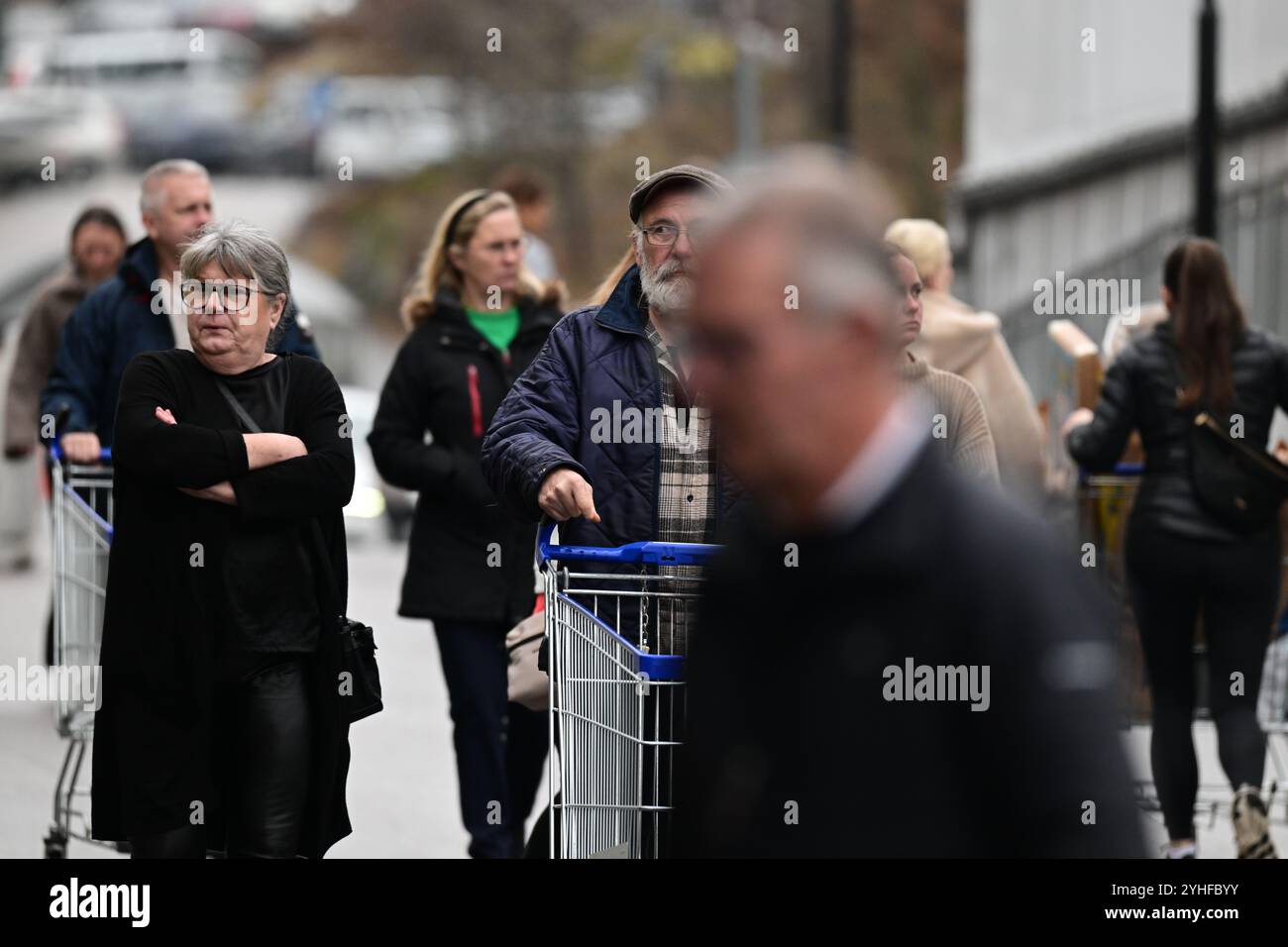 Ullared, Halland, Sweden. November 11 2024. Customers outside of Gekås ...