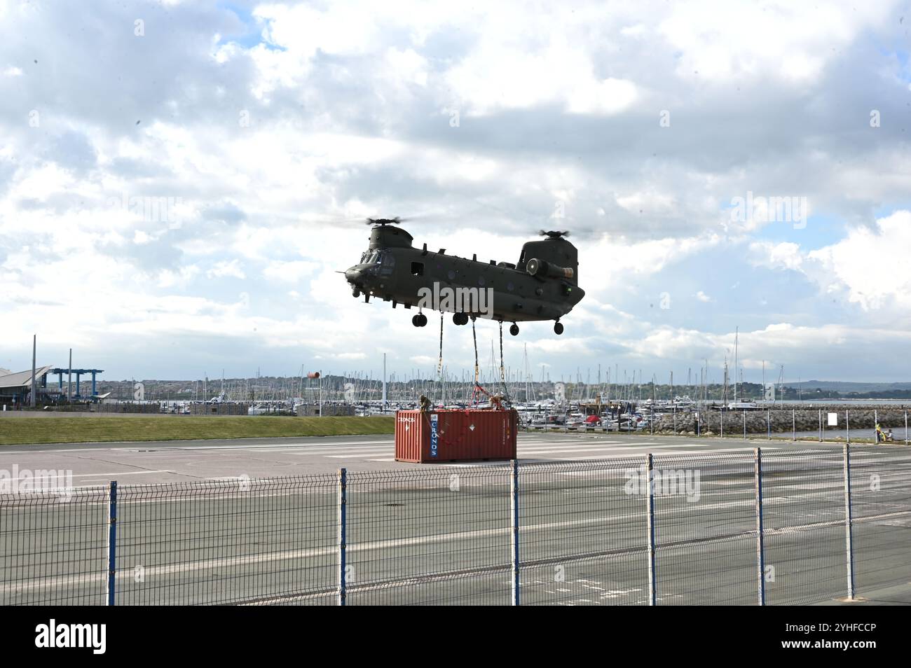 Chinook Helicopter taking off from Portland HeliOperations in Dorset ...