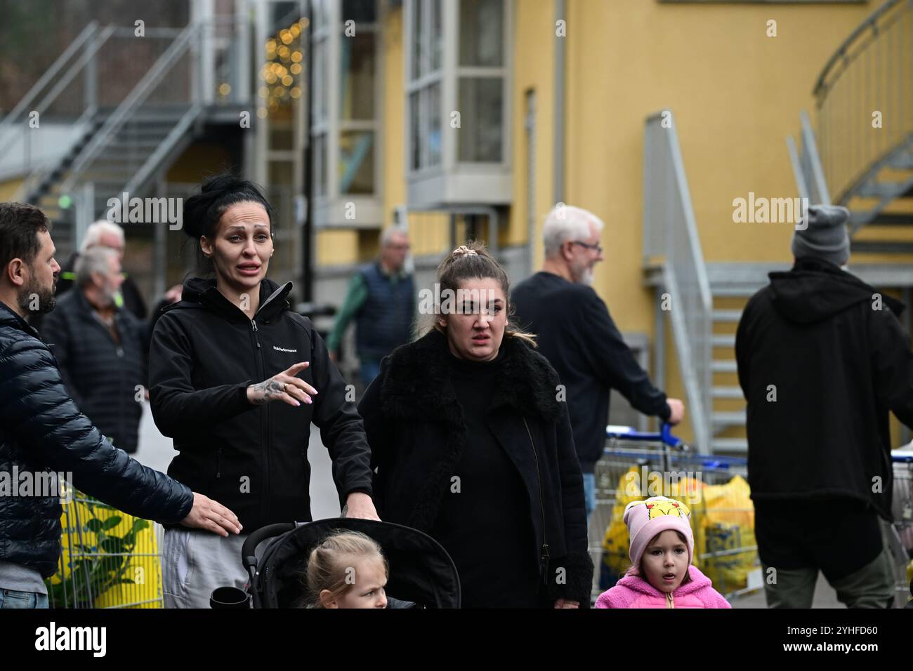 Ullared, Halland, Sweden. November 11 2024. Customers outside of Gekås ...
