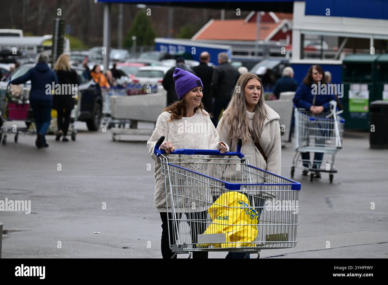 Ullared, Halland, Sweden. November 11 2024. Customers outside of Gekås ...