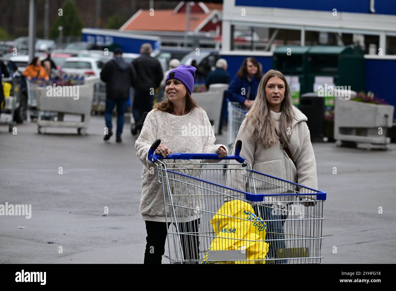 Ullared, Halland, Sweden. November 11 2024. Customers outside of Gekås ...
