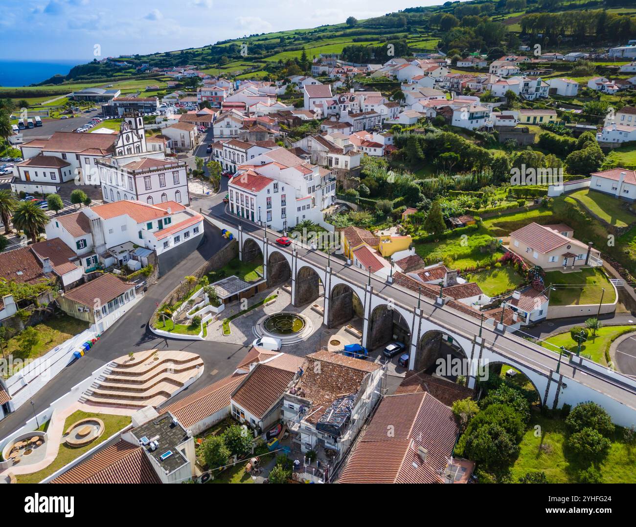 Nordeste town with a famous Ponte dos Sete Arcos old stone arch bridge ...