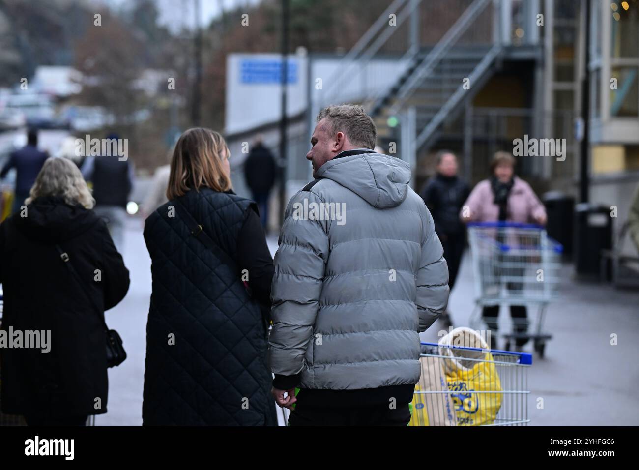 Ullared, Halland, Sweden. November 11 2024. Customers outside of Gekås ...