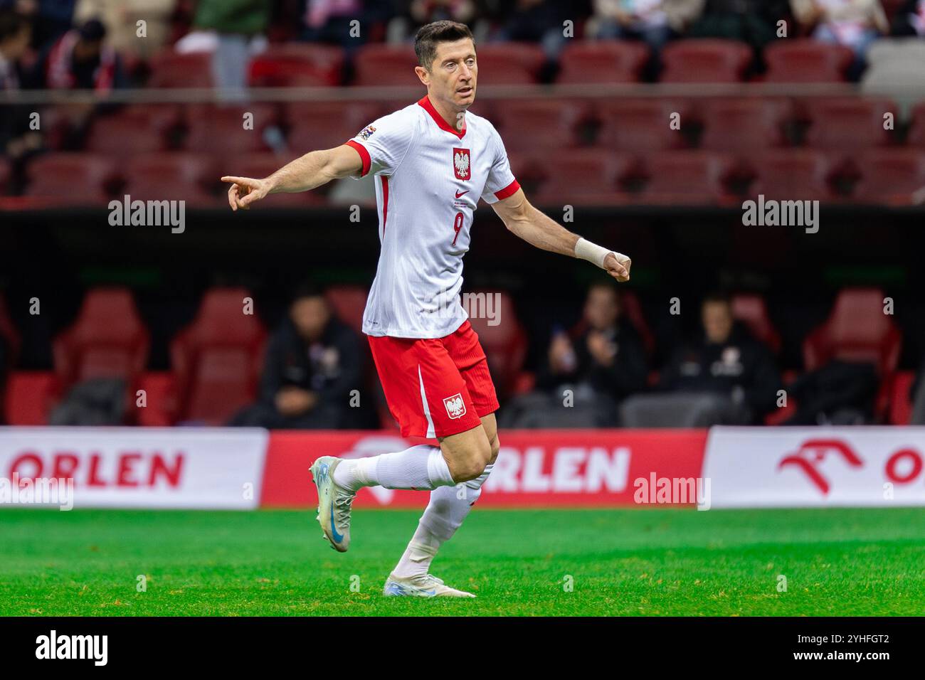 Robert Lewandowski of Poland seen in action during the UEFA Nations ...