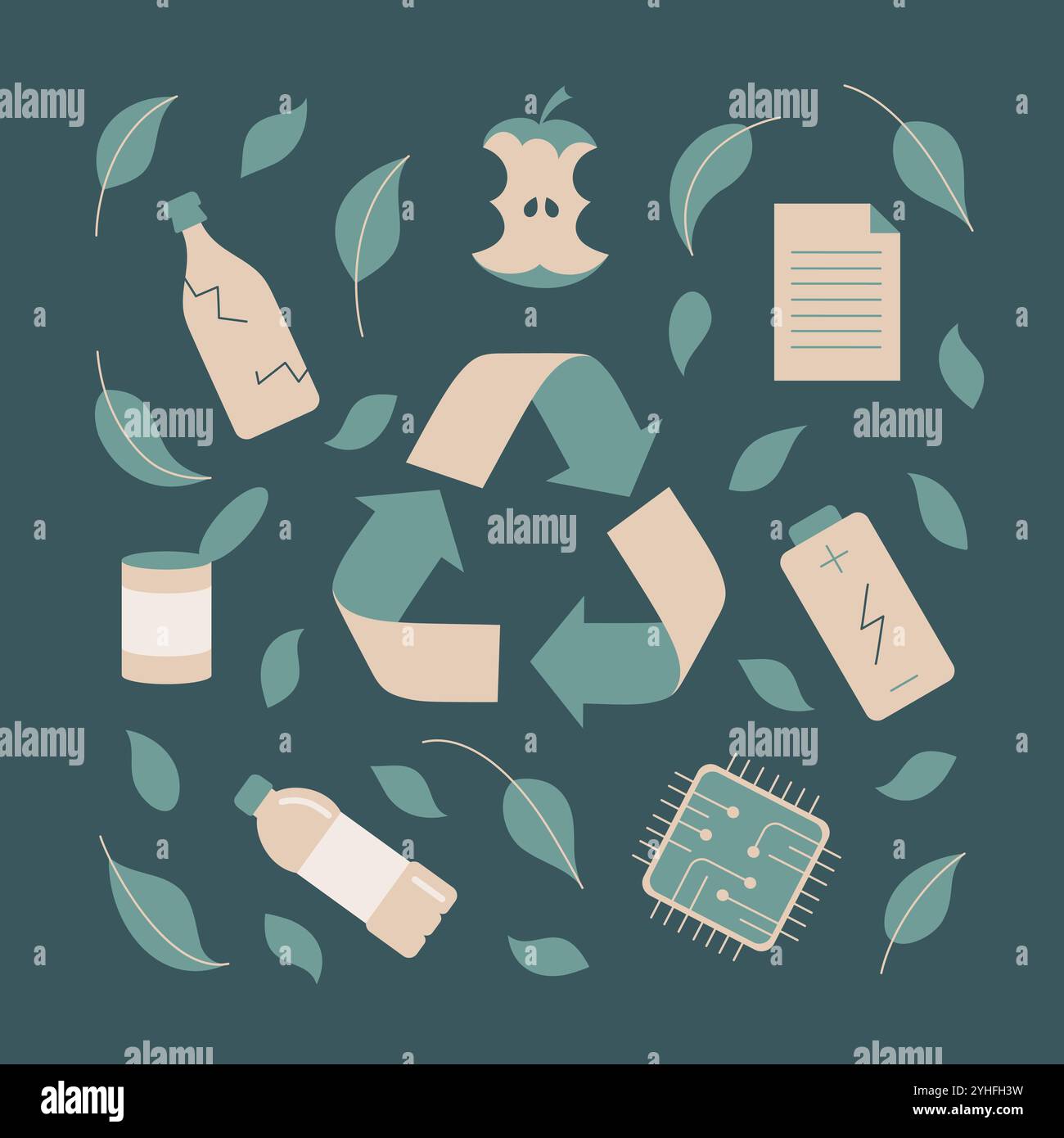 Recycling symbol with waste icons Stock Vector Image & Art - Alamy
