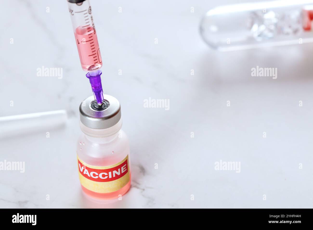 Filling syringe with vaccine is process preparing vaccine for ...