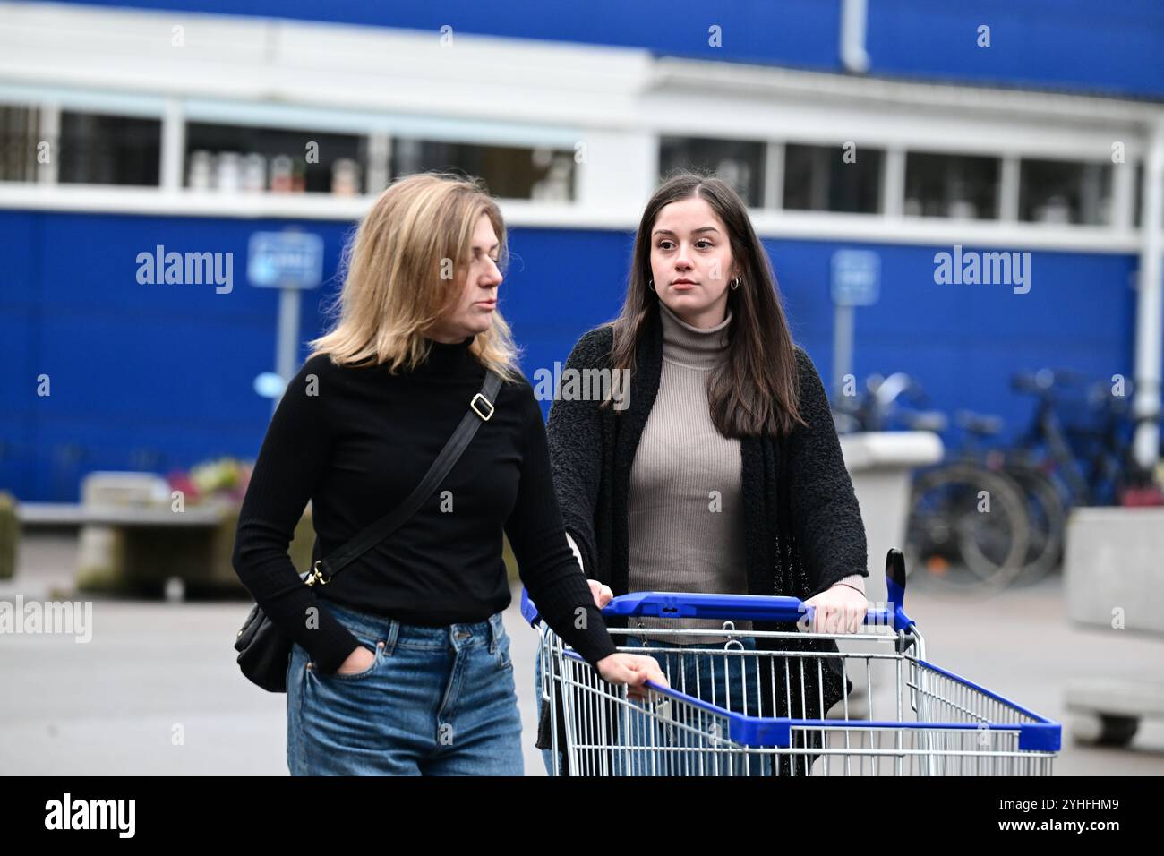Ullared, Halland, Sweden. November 11 2024. Customers outside of Gekås ...