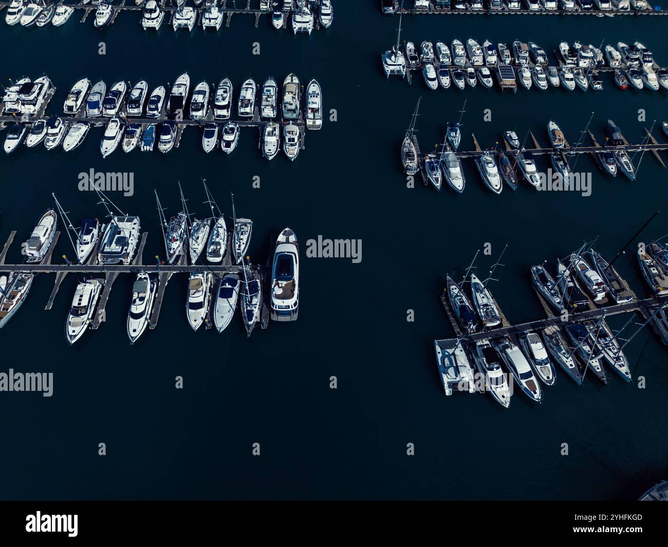 Aerial view numerous yachts docked hi-res stock photography and images ...