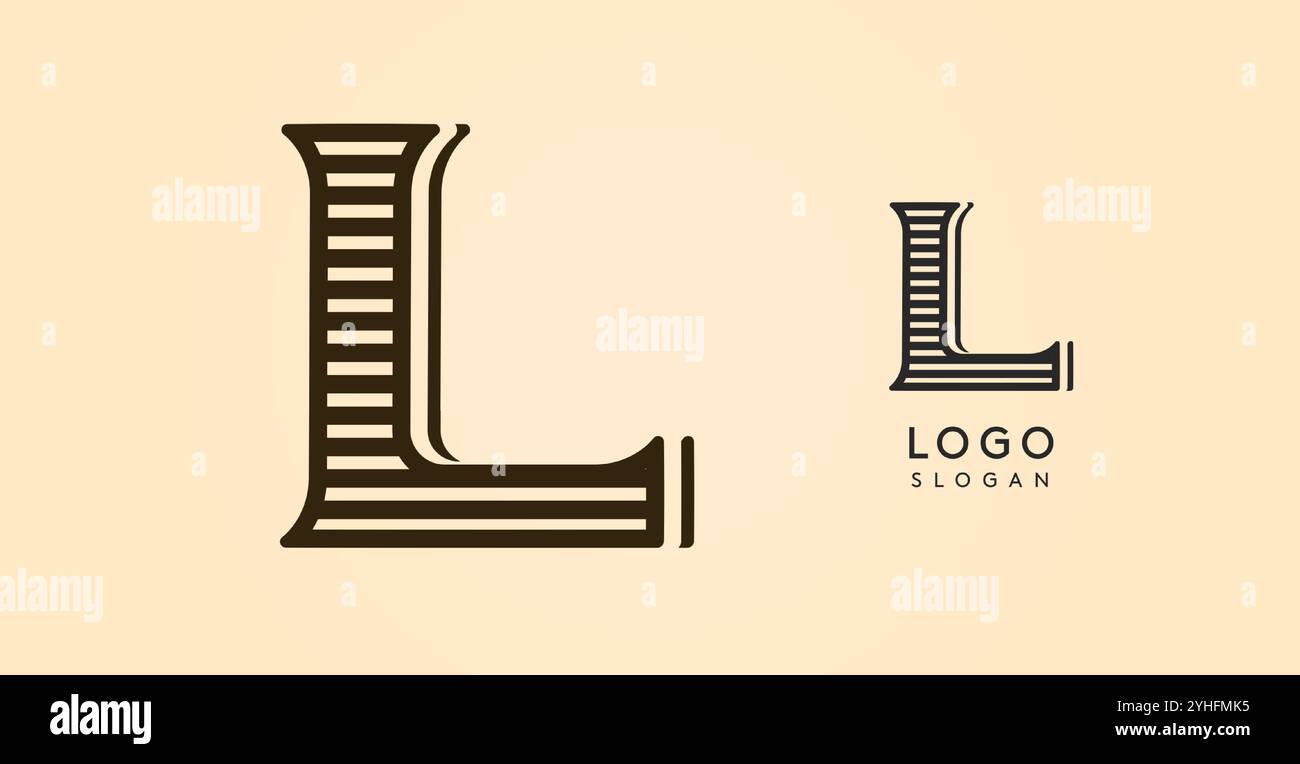Vintage western letter L, country stylish old lettermark for retro bar ...