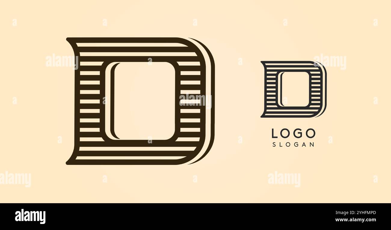 Vintage western letter D, country stylish old lettermark for retro bar ...