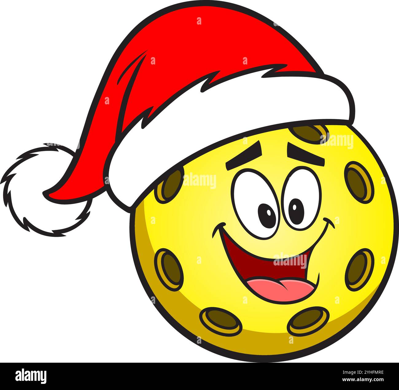 Pickleball with Santa Hat, Hand Drawn Vector illustration, Isolated On ...