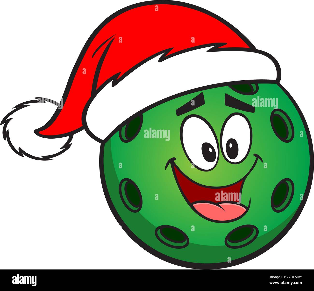 Pickleball with Santa Hat, Hand Drawn Vector illustration, Isolated On ...