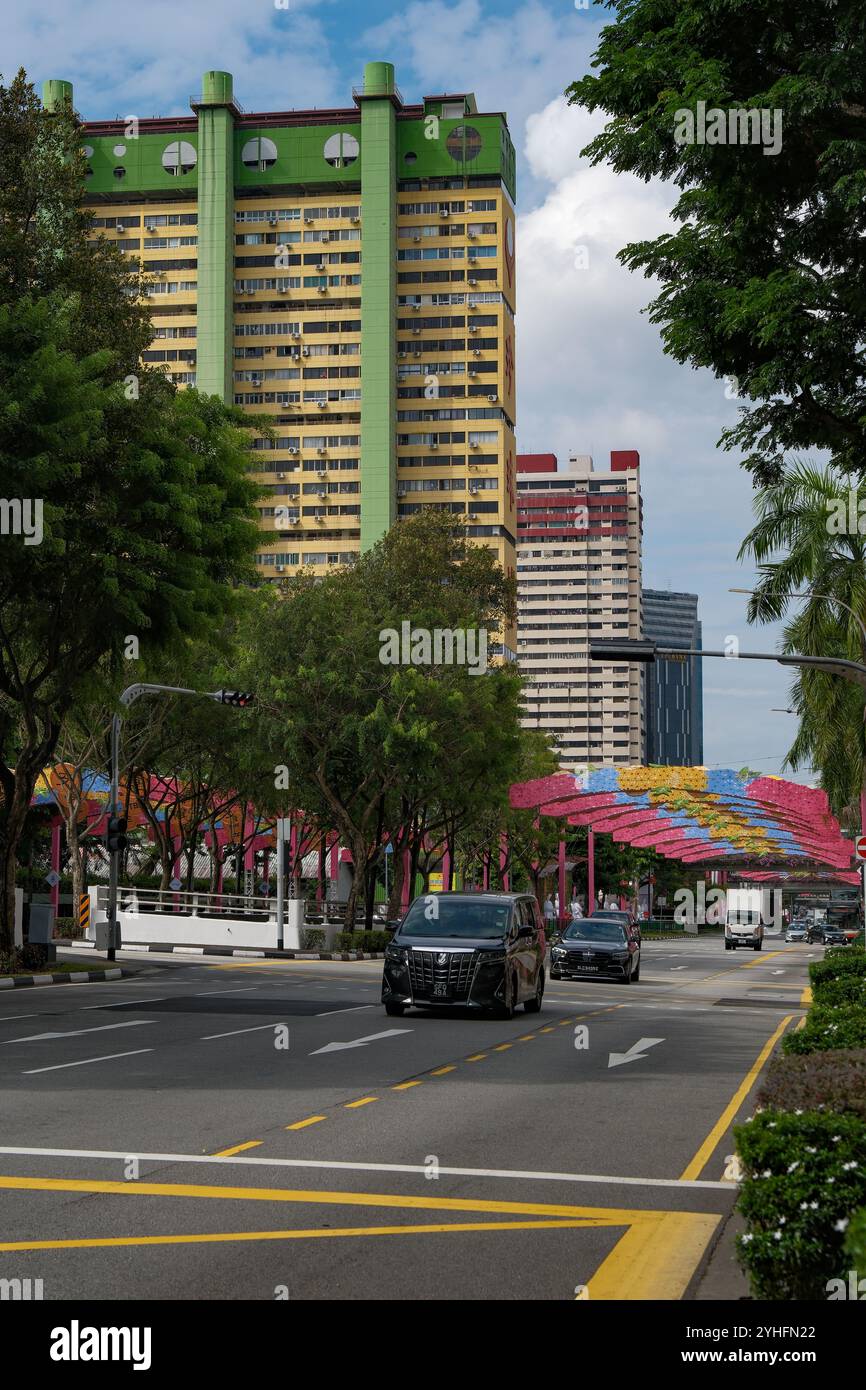 People park HBD housing landmark the green and yellow building is a ...