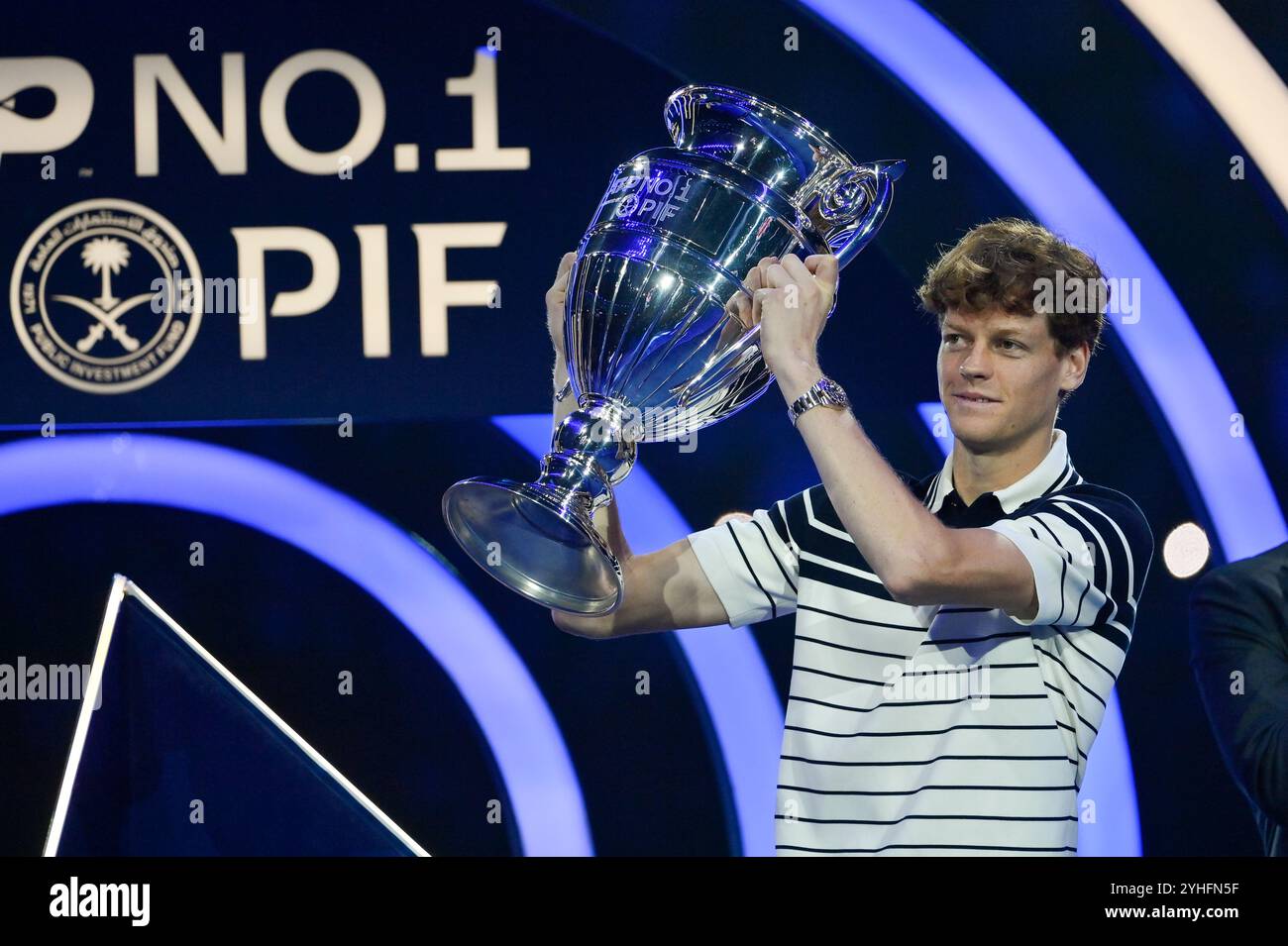 Turin,Italy - November 11: Jannik Sinner of Italy wins the ATP Year End World Number One Trophy ...