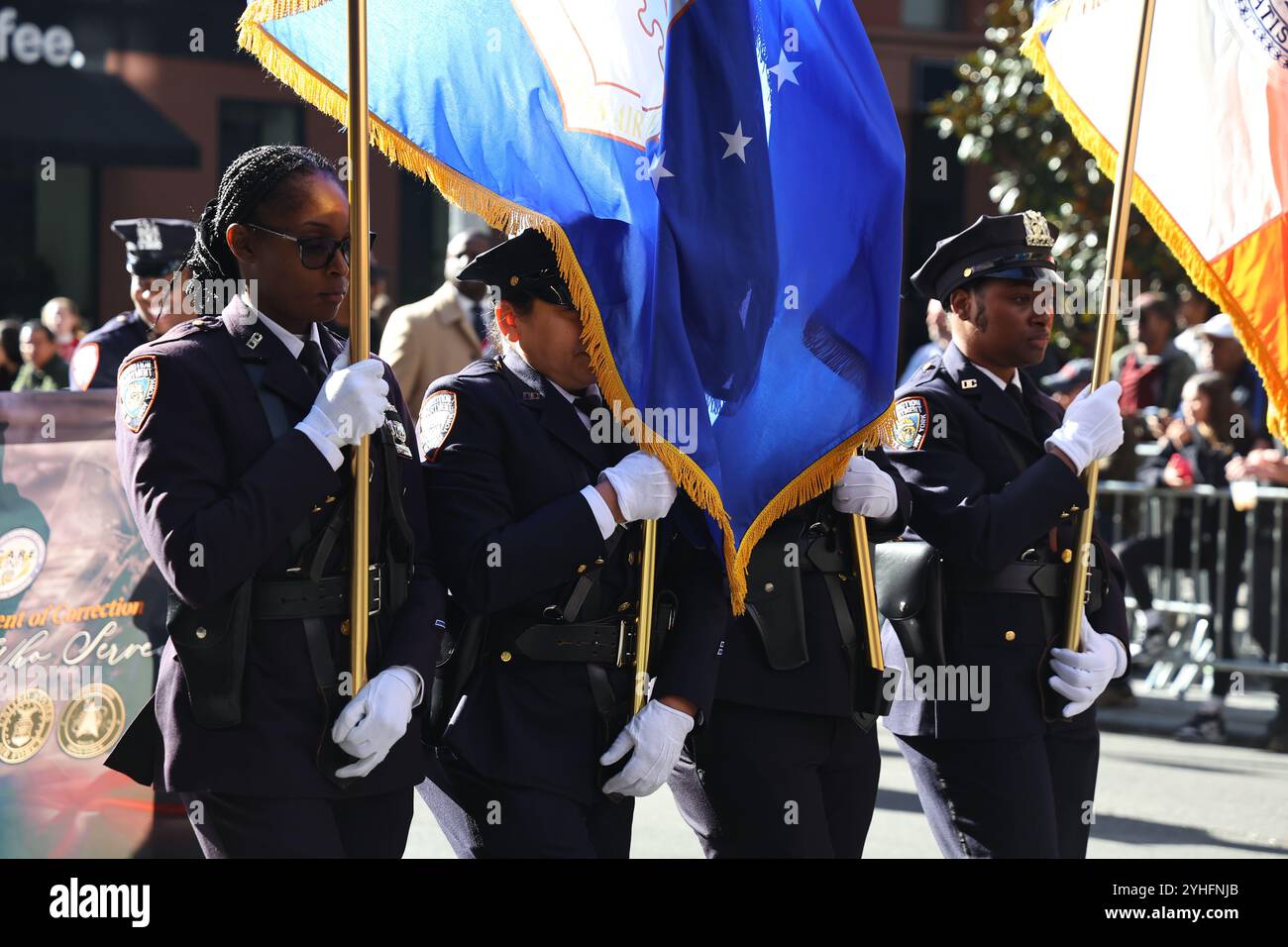 Members of NYPD Color Guard head up 5th Avenue in the 2024 NYC Veterans ...