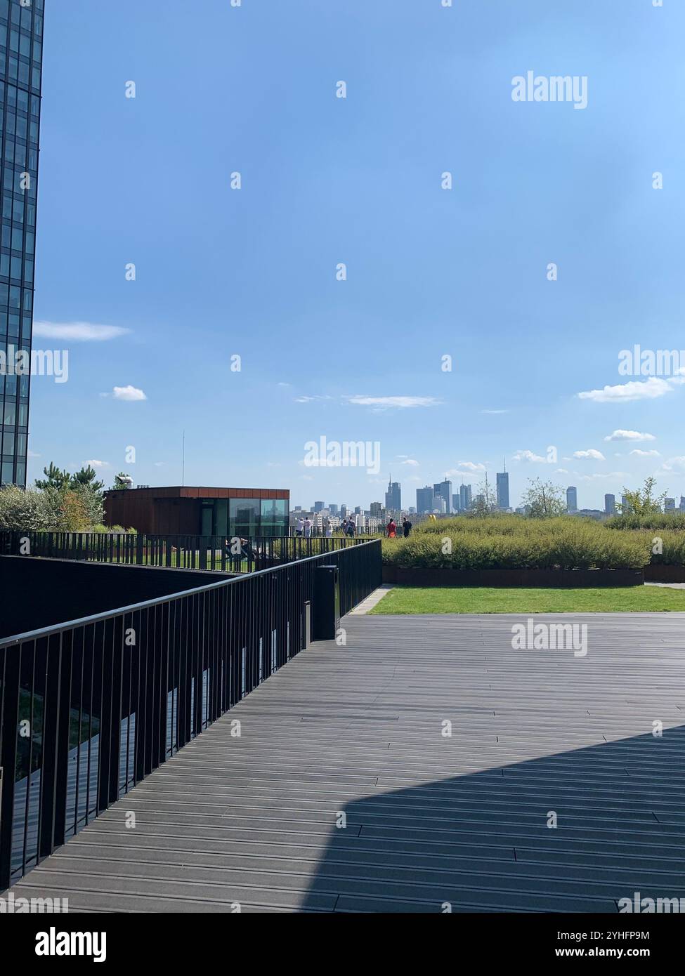 Scenic Urban Rooftop Garden with City Skyline View Stock Photo - Alamy