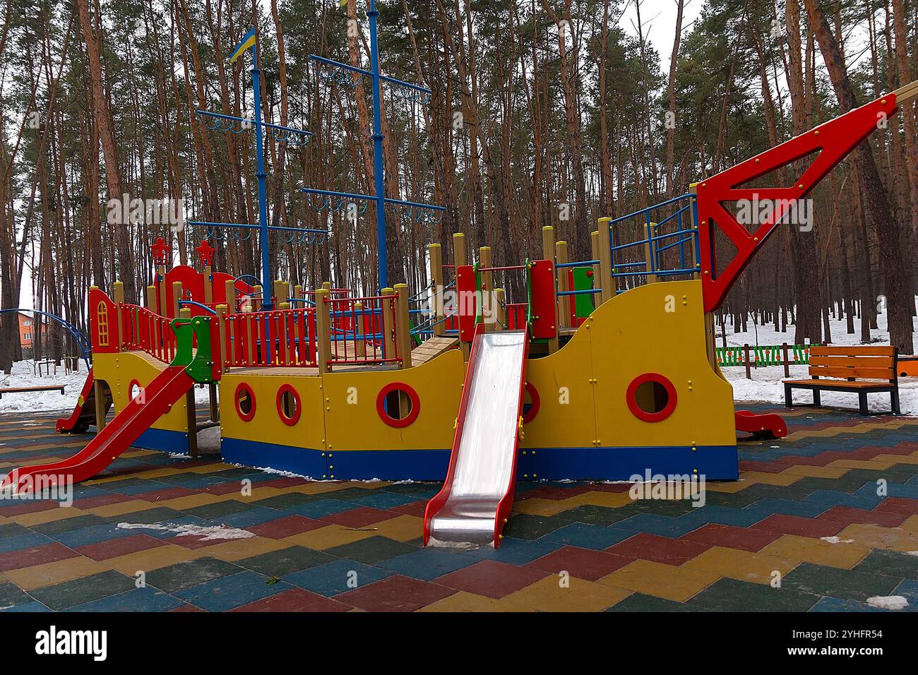 Empty colorful children playground set hi-res stock photography and ...