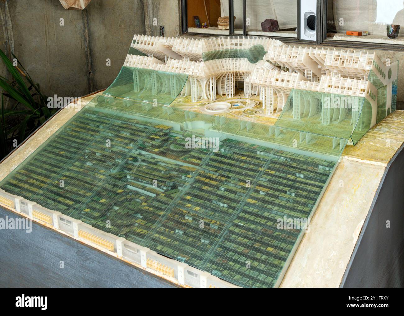 Architectural model of Arcosanti; experimental town exemplifies ...