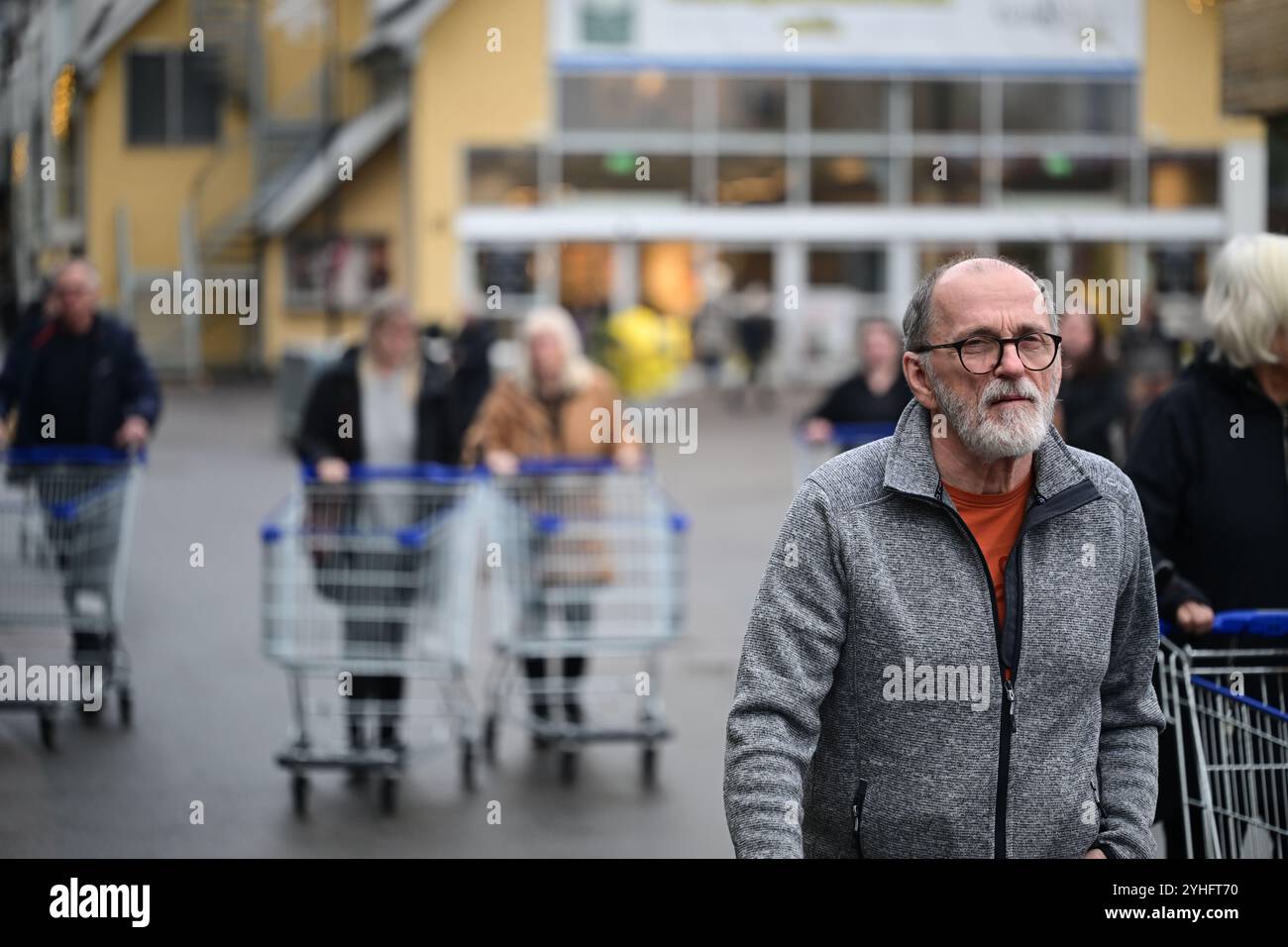 Ullared, Halland, Sweden. November 11 2024. Customers outside of Gekås ...