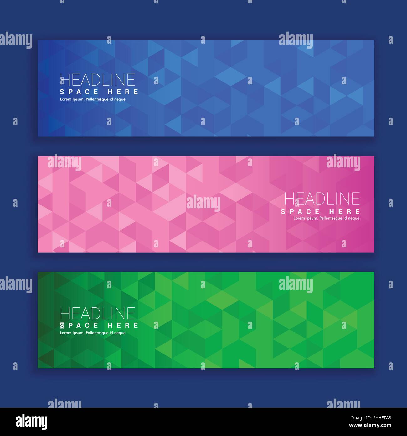 abstract geometric triangle shapes banners in three different colors ...