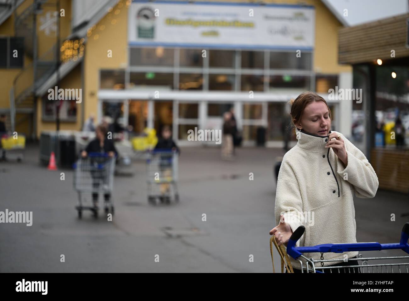 Ullared, Halland, Sweden. November 11 2024. Customers outside of Gekås ...