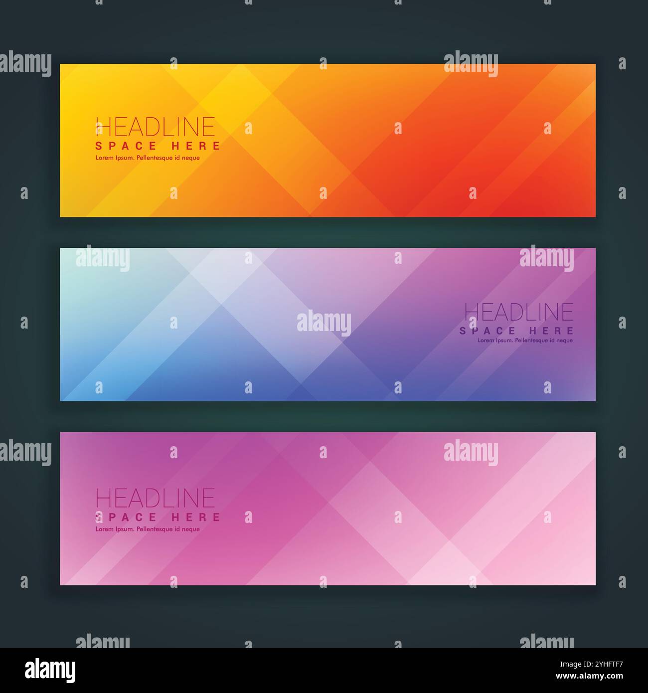 beautiful minimal set of banners in three different colors Stock Vector ...