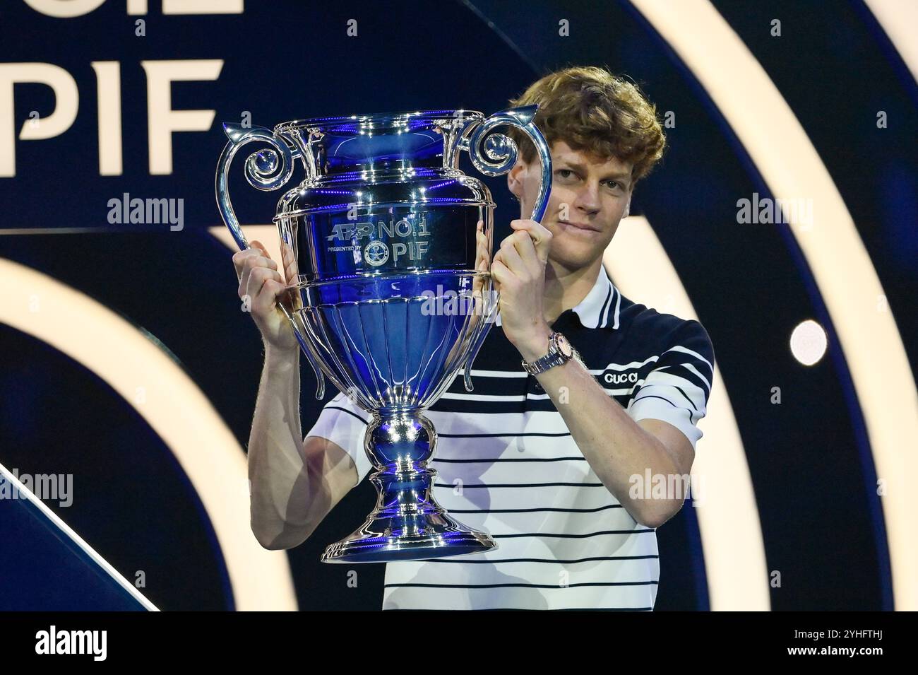 Inalpi Arena, Turin, Italy. 11th Nov, 2024. Nitto ATP Finals 2024 Day 2; Jannik Sinner of Italy ...