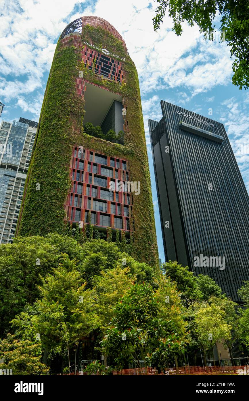 Oasia Hotel a living Tower in Singapore Asia is covered in plants ...