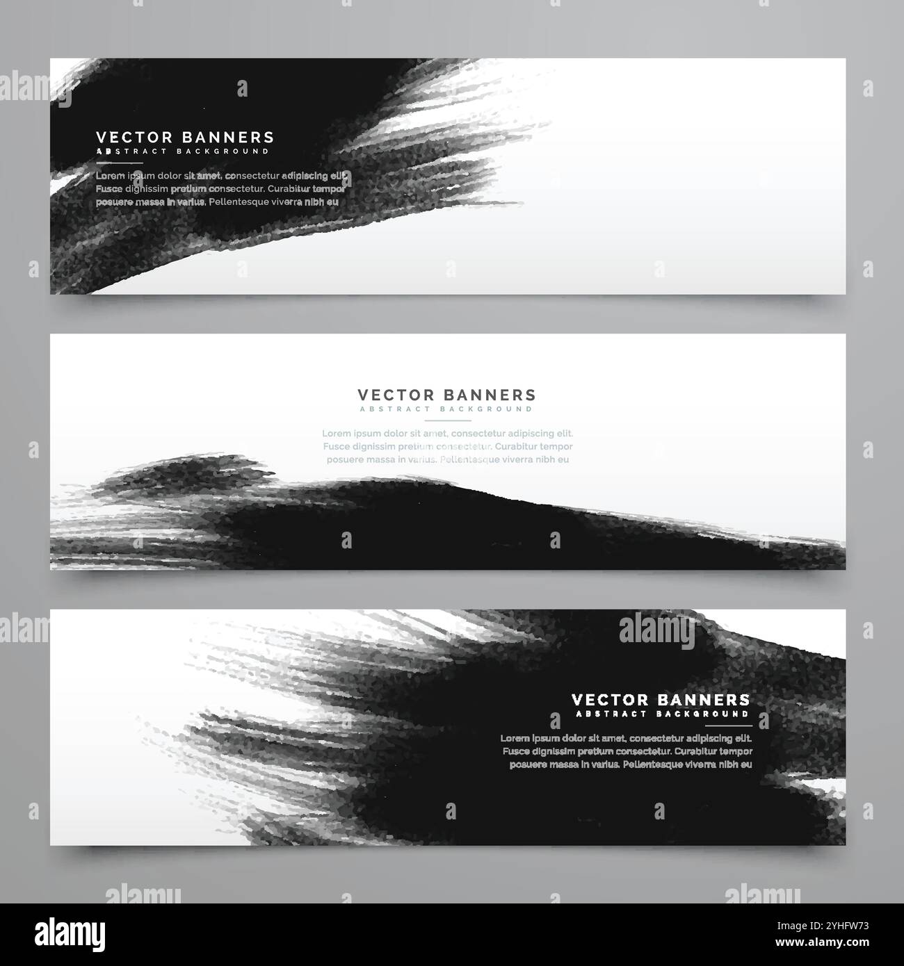 black ink strokes banenrs and headers collection Stock Vector Image ...