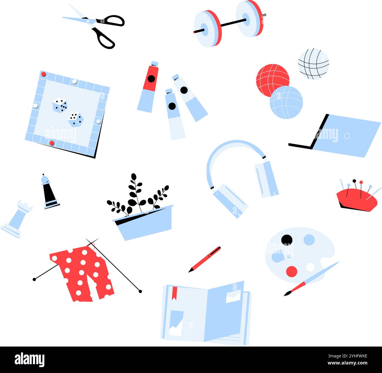 Craft Supplies And Tools In Flat Vector Illustration Symbolizing ...