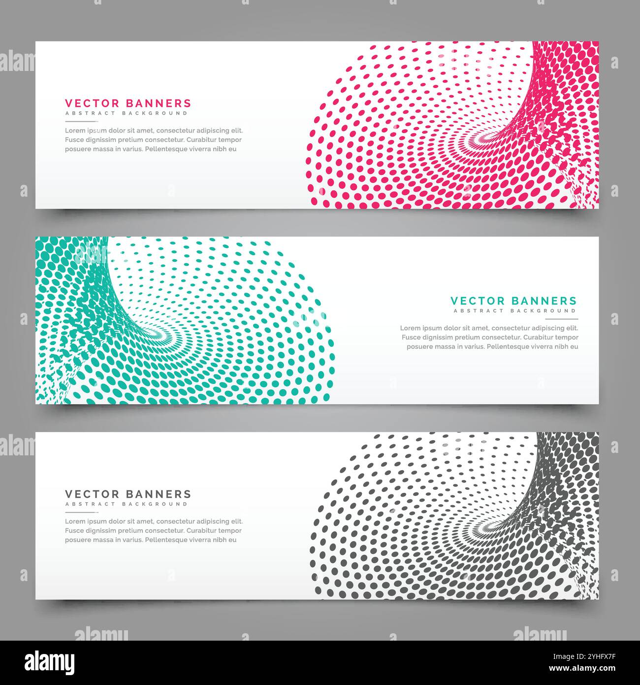 halftone banner design in three different colors Stock Vector Image ...
