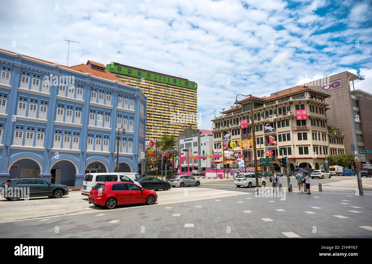 A view of Chinatown Singapore from Upper Cross Street or Eu Tong Sen ...